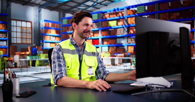 Warehouse Worker and Manager Checking Inventory Stock Image - Image of ...