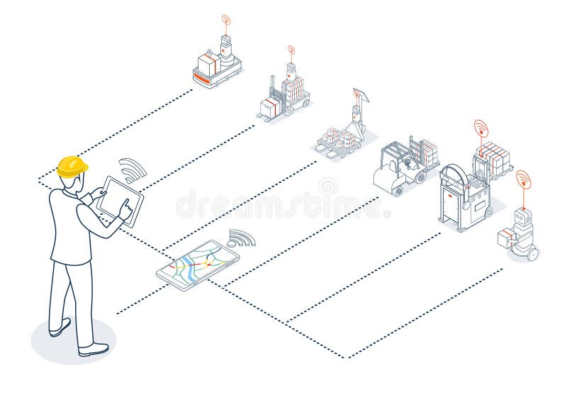 The Warehouse Worker Manages Automated Guided Vehicles (AGVs) and ...