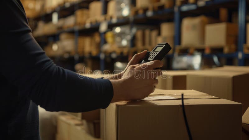 The Warehouse Worker Scanning.AI Generated Image Stock Photo - Image of ...