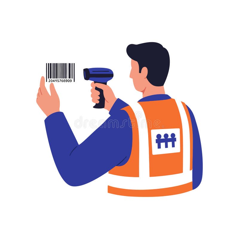 Warehouse Worker Using Barcode Scanner with Cloud Computing Hologram ...