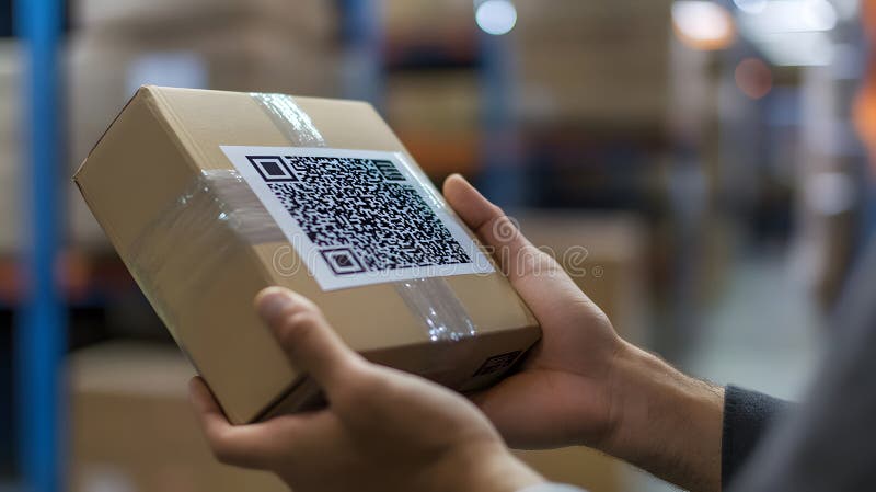 Warehouse Worker Scanning Barcode on a Package, High-tech Inventory ...