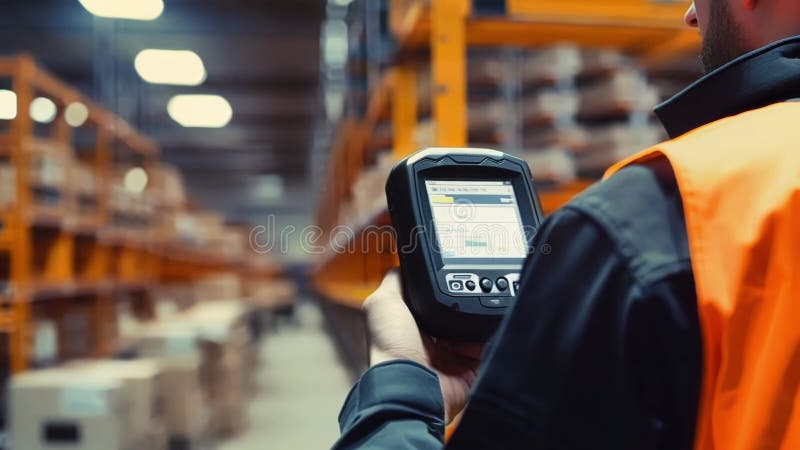 Warehouse Worker Scanning Barcode of Product Using Inventory Scanner ...