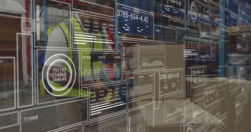 Warehouse Worker Scanning Boxes in Distribution Center, Showing AR ...
