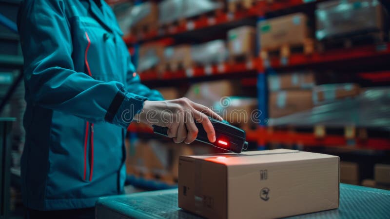 A Warehouse Worker Scanning Items.AI Generated Image Stock Illustration ...