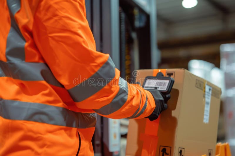 Warehouse Worker Scanning a Package in a Logistics Center Stock Photo ...