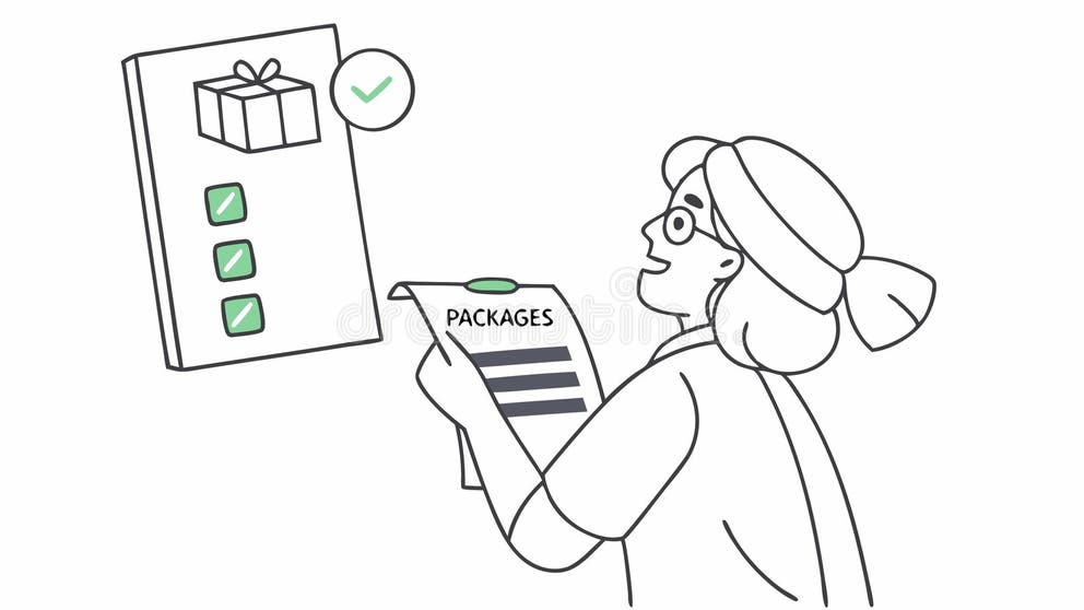 Warehouse Worker Sorting Packages for Shipping and Logistics Line Art ...