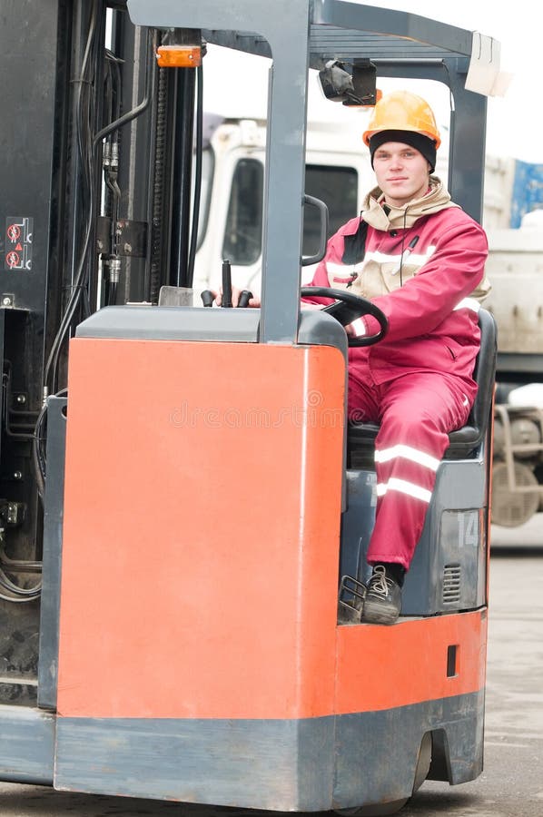 Warehouse Worker in Stacker Stock Image - Image of machine, stacking ...
