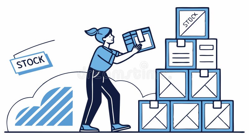 Warehouse Worker Stacking Boxes Inventory Management. Vector Design ...