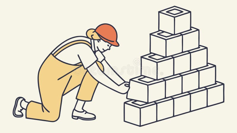 A Warehouse Worker Stacking Boxes in an Organized Pyramid Shape Design ...