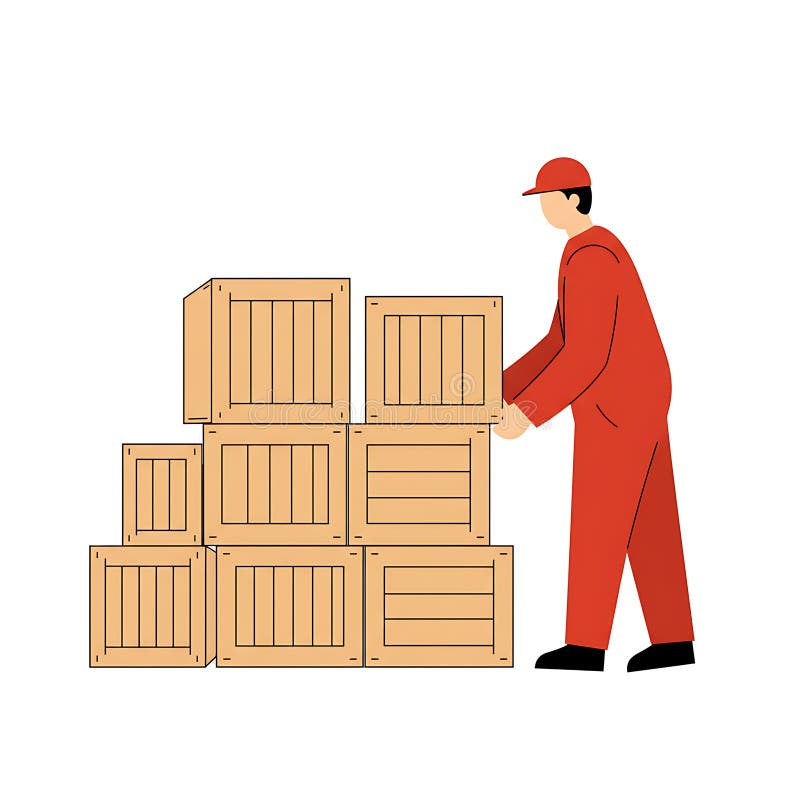Warehouse Worker Stacking Wooden Crates Efficiently and Safely for ...