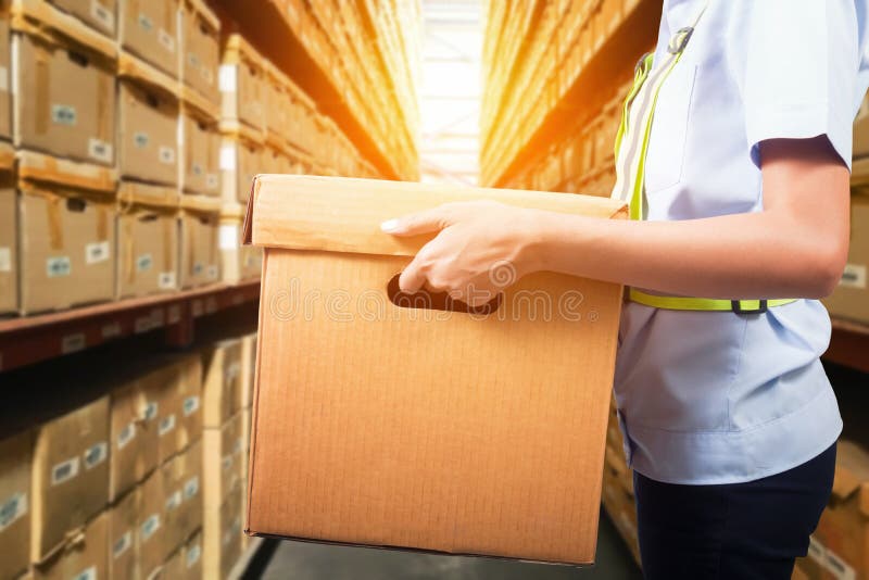 Warehouse Worker Taking Package Stock Image - Image of electronic ...
