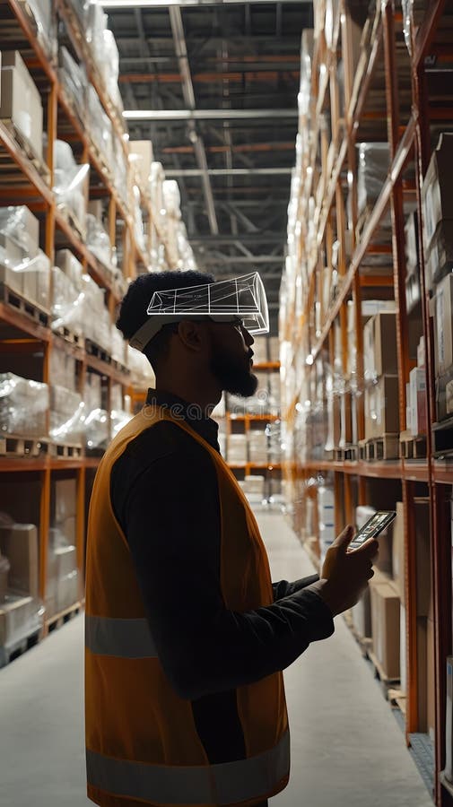 Warehouse Worker Using Augmented Reality To Scan and Track Packages ...