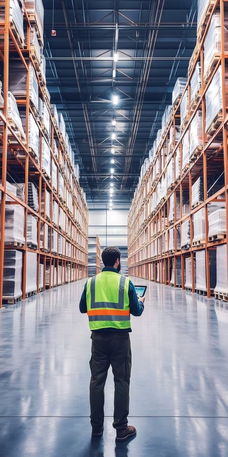 Large Distribution Warehouse, Complex Layout of Aisles, Shelves and ...