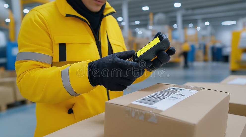 Warehouse Worker Scanning Packages with Handheld Scanner AI Generated ...