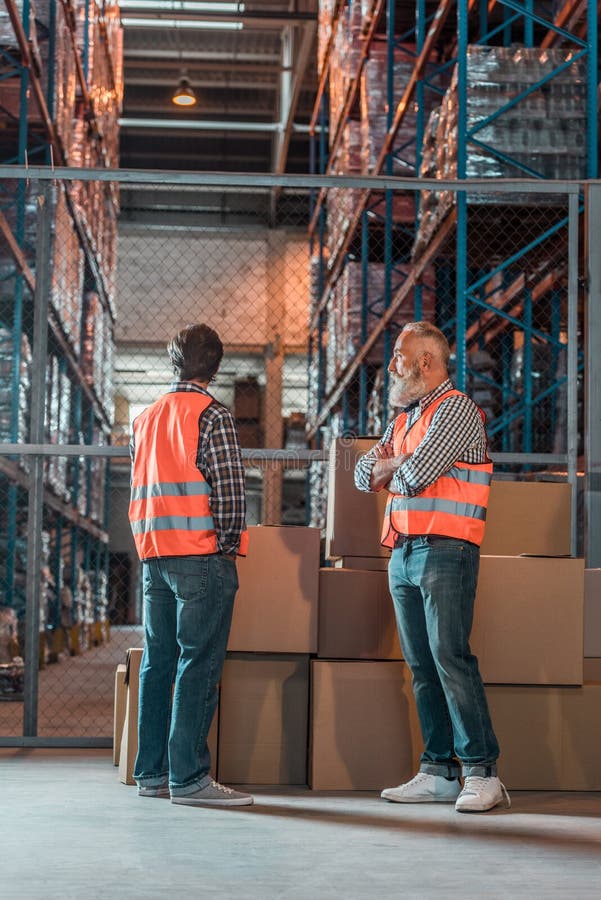 Warehouse Workers with Boxes Stock Photo - Image of containers, boxes ...