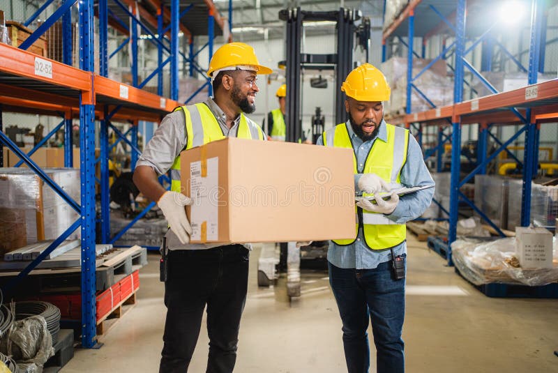 Warehouse Workers Checking and Controlling Boxes in Warehouse Stock ...