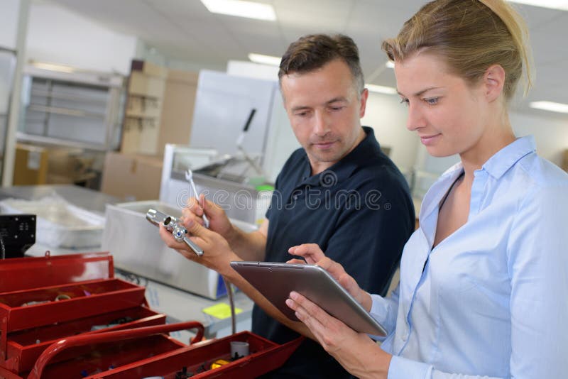 Warehouse Workers Counting Stock Stock Image - Image of pallets, steel ...