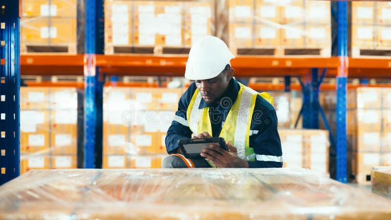 Warehouse Workers Holding Digital Tablet Checking Inventory Management ...