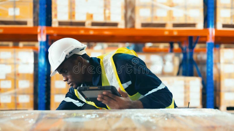 Warehouse Workers Holding Digital Tablet Checking Inventory Management ...