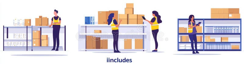 Warehouse Workers Managing Inventory Using Digital Devices and Modern ...
