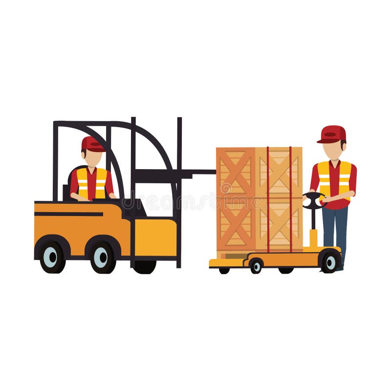 Warehouse workers set stock vector. Illustration of autoloader - 143683059