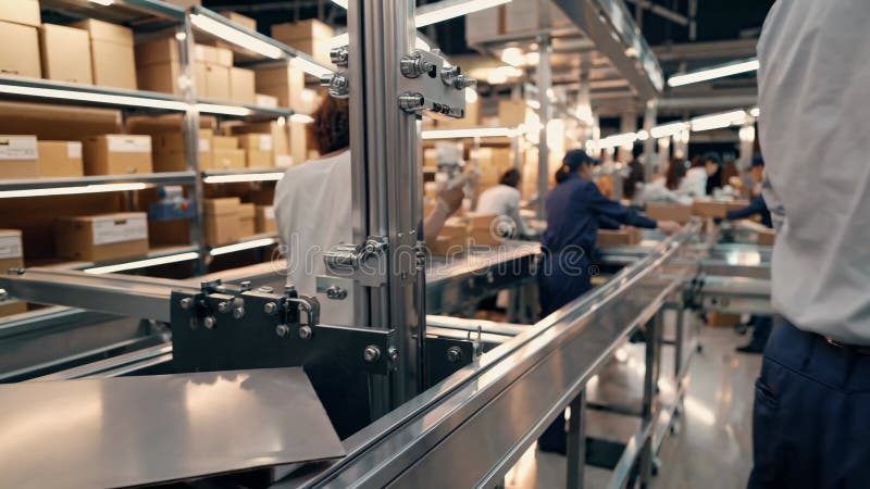 Warehouse Workers Sorting Packages on a Conveyor Belt Stock Video ...