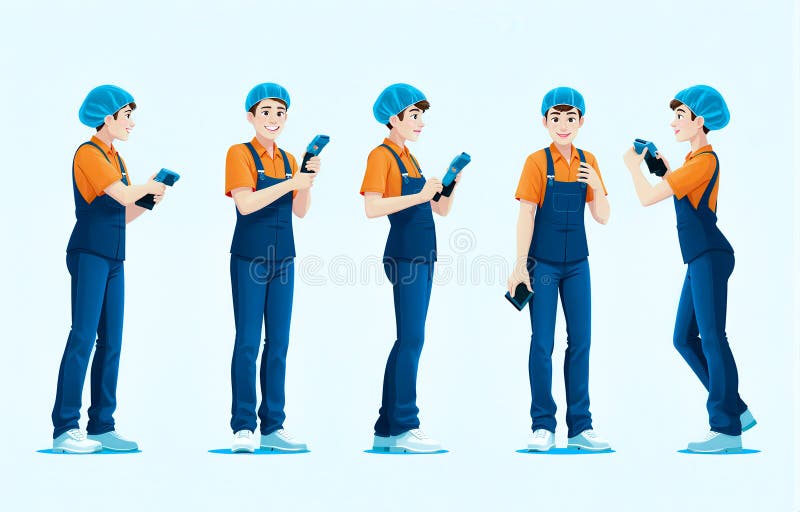 Warehouse Workers in Uniform Scanning Products with Barcode Terminals ...