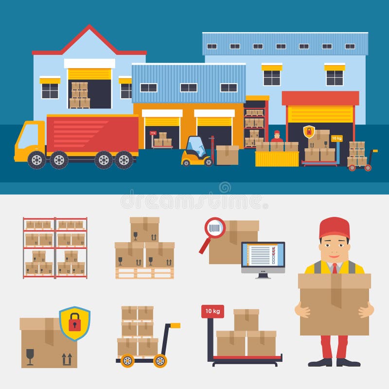 Warehousing and Logistic and Delivery Vector Illustration Stock Vector ...