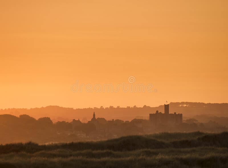 Warkworth Castle at Sunset stock photo. Image of castle - 62098326