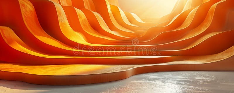 Warm Abstract Shapes and Geometric Forms with Flowing Lines in Bright ...