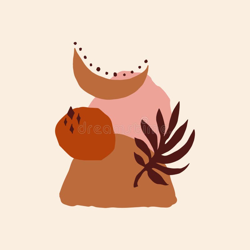 Warm Abstract Shapes Poster Design Simple Style Stock Vector ...