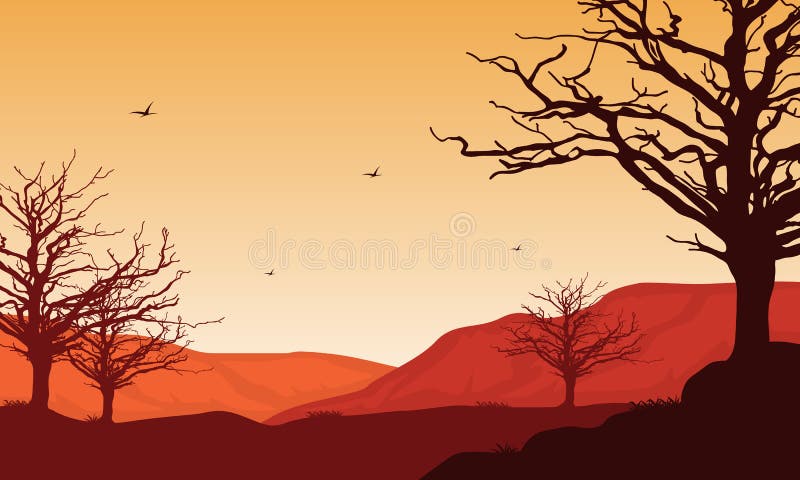 Warm Afternoon with Nice Nature Scenery. Vector Illustration Stock ...