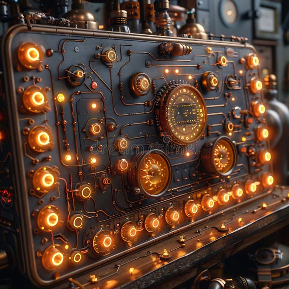 Warm Amber Lighting: Microgrid Control Panel Details Stock Illustration ...