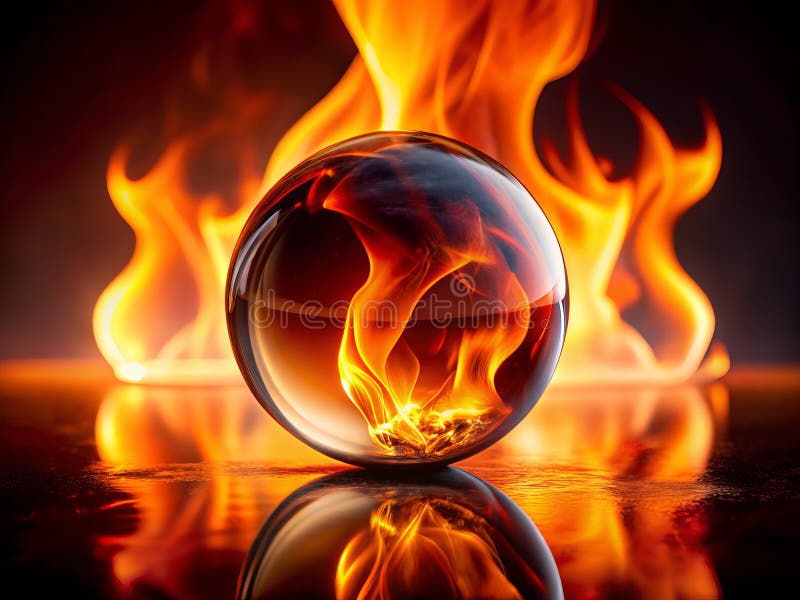 Warm Ambiance Stunning Glass Sphere Reflecting a Fire Perfect for ...