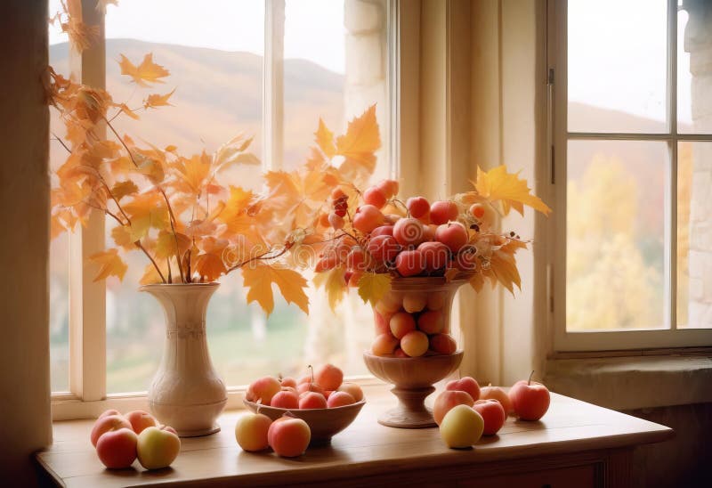 A Warm Autumn Still Life Captured in Soft Light Stock Illustration ...
