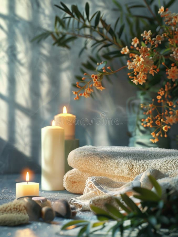 Warm Bath Setup stock photo. Image of candlelight, relaxation - 363162504