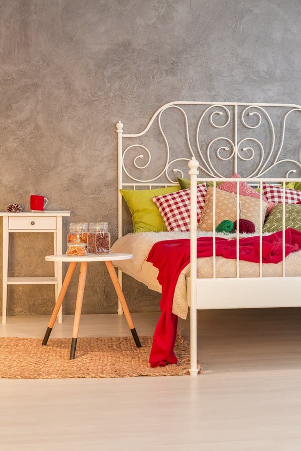 Warm bedroom design stock photo. Image of decor, spacious - 88478084