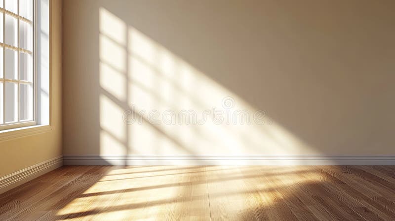 A Warm Beige Wall with Sunlight Streaming through, Leaving a Blank Text ...