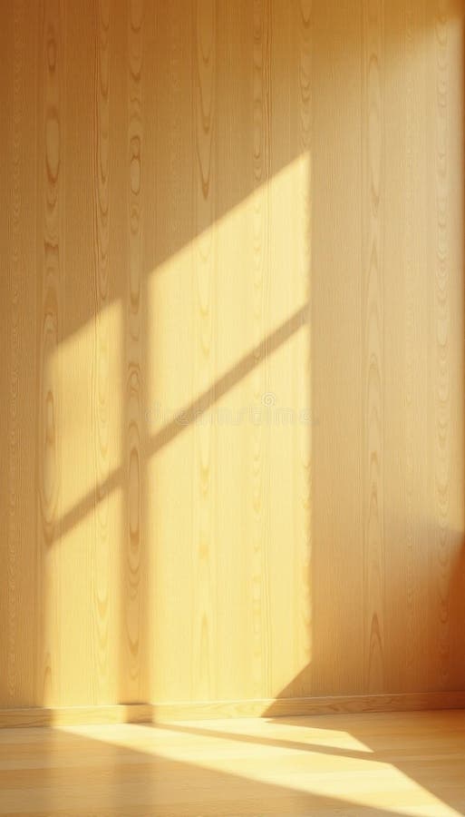 Warm Beige Wood Paneling, Sunlit Texture Vertical Grain, Soft Shadows ...