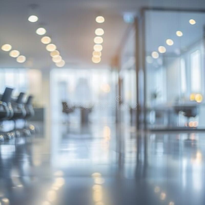 Warm Bokeh Lights in a Cozy Modern Office Interior Stock Illustration ...