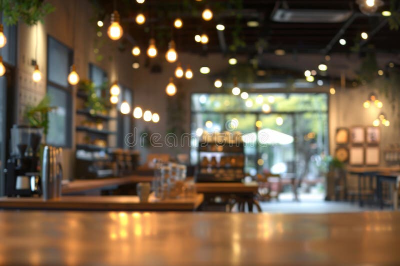 Warm Bokeh Lights in a Cozy Modern Office Interior Stock Illustration ...