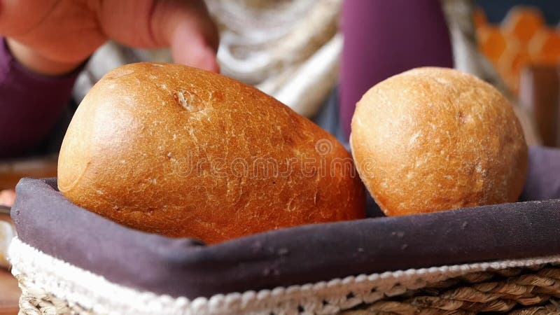 Freshly Baked Bread Rolls in a Rustic Basket at a Local Bakery Stock ...