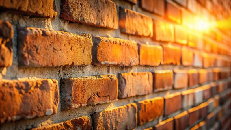 Warm Brick Wall Texture at Sunset, Showing Detailed Brickwork and ...