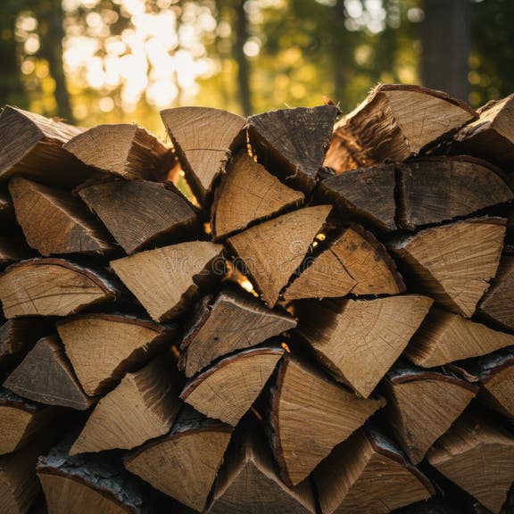 Warm Brown Wooden Logs Stacked in Triangle Pattern Stock Illustration ...