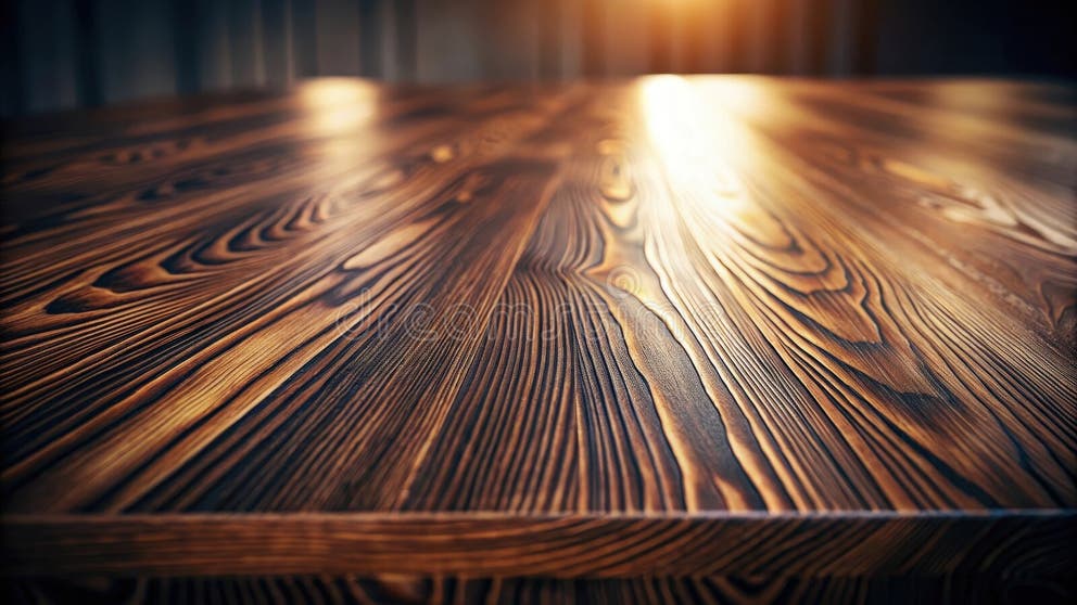 Warm Brown Wooden Tabletop Surface with Grain Texture. Generative AI ...