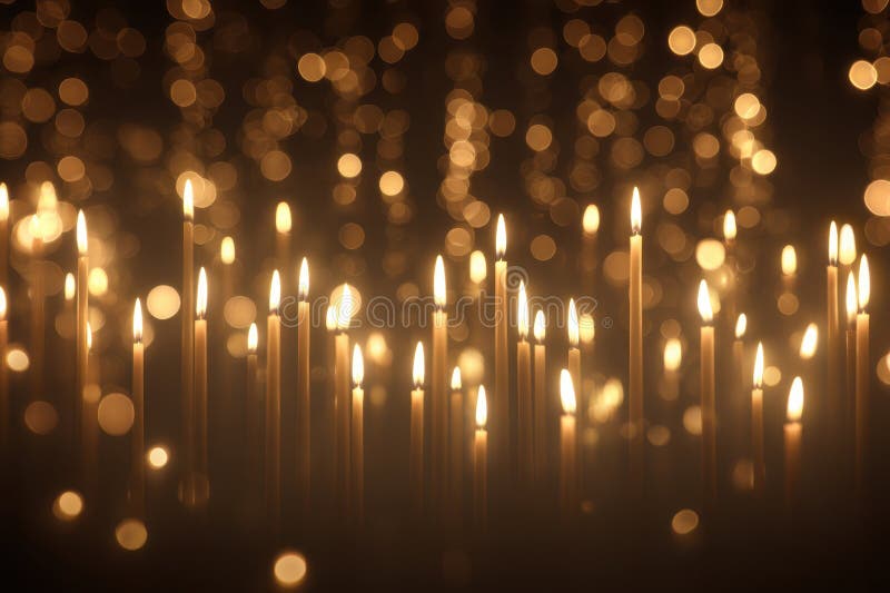 Warm Candlelight with Blurred Lights Creating Cozy, Serene Atmosphere. Stock Image - Image of ...