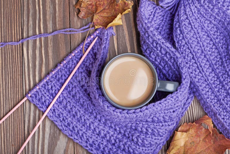 Warm Cap, Scarf and Hot Drink Stock Image - Image of colors, decoration ...