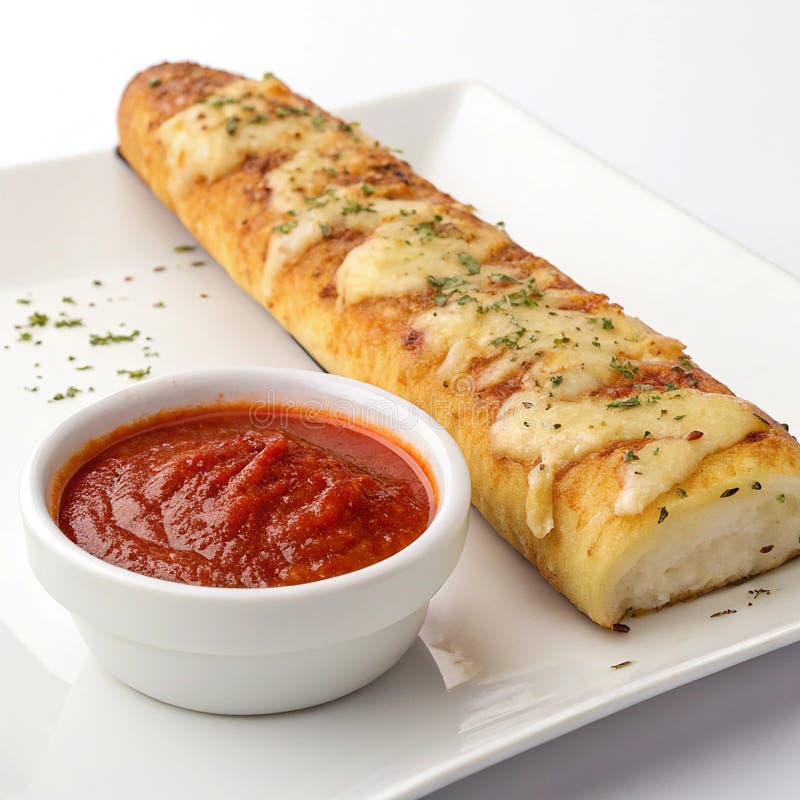 Cheesy Breadstick with Marinara Sauce Stock Illustration - Illustration ...