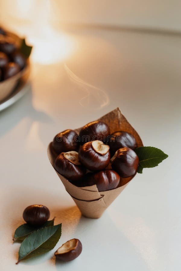 Warm Chestnuts from Street Vendor in Soft Light. Stock Photo - Image of ...