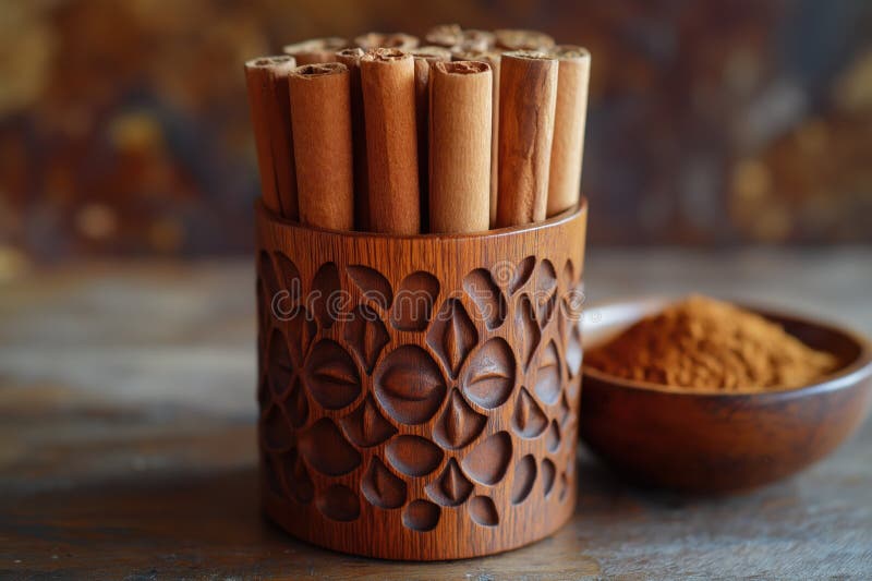 Warm Cinnamon Sticks and Ground Spice in a Rustic, Aromatic Kitchen ...